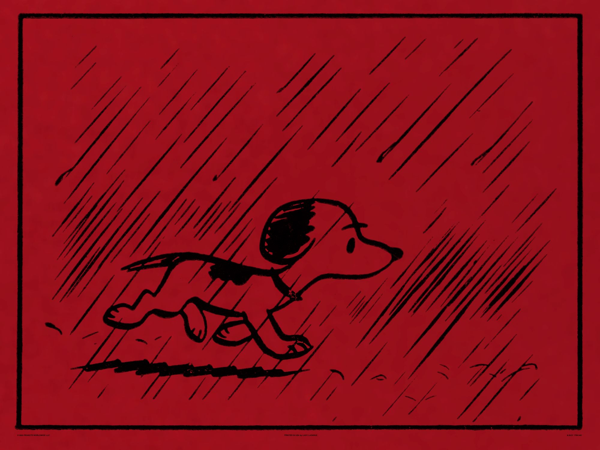Peanuts Snoopy in Rain Poster – Mondo